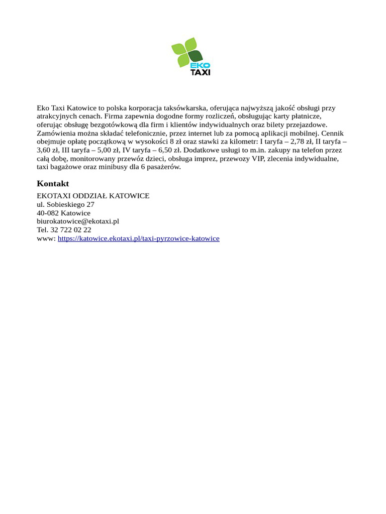 Eko Taxi Katowice | PDF