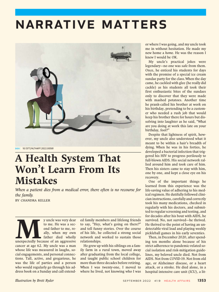 Narrative Matters: A Health System That Won T Learn From Its Mistakes ...