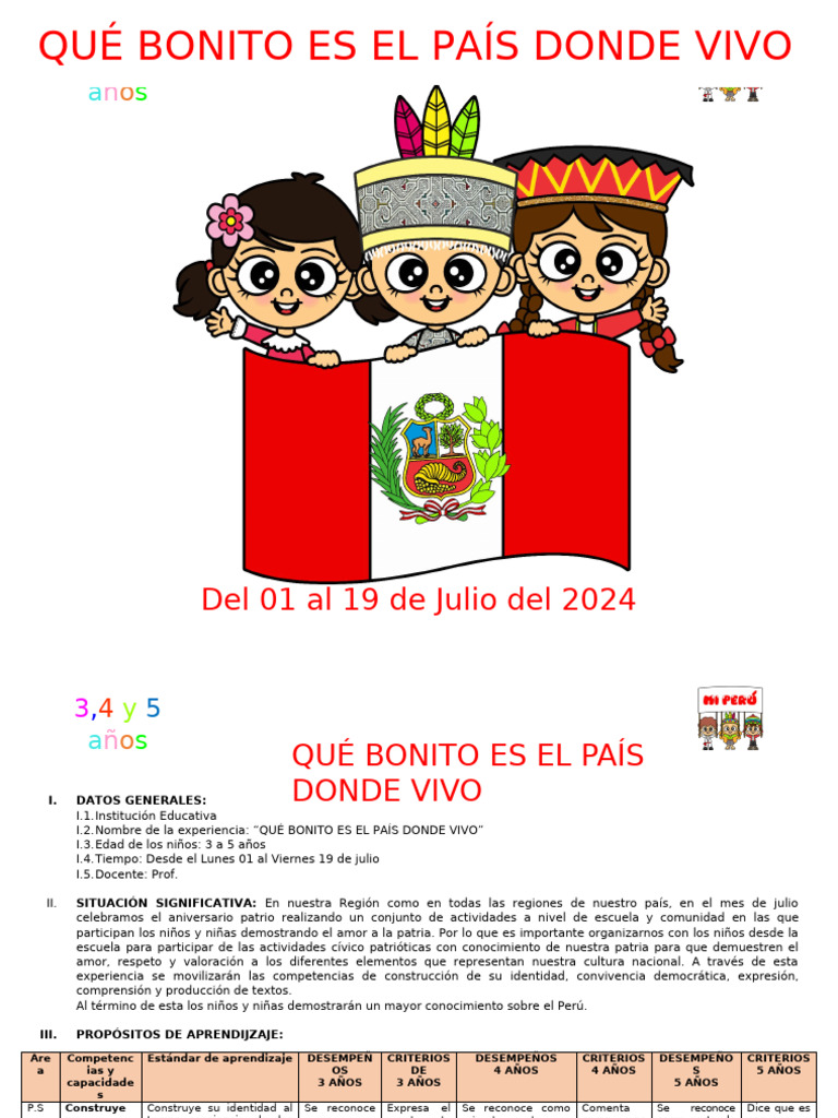 EXPERIENCIA QUE BONITO ES EL PAIS DONDE VIVO YO | PDF | Perú | Los símbolos