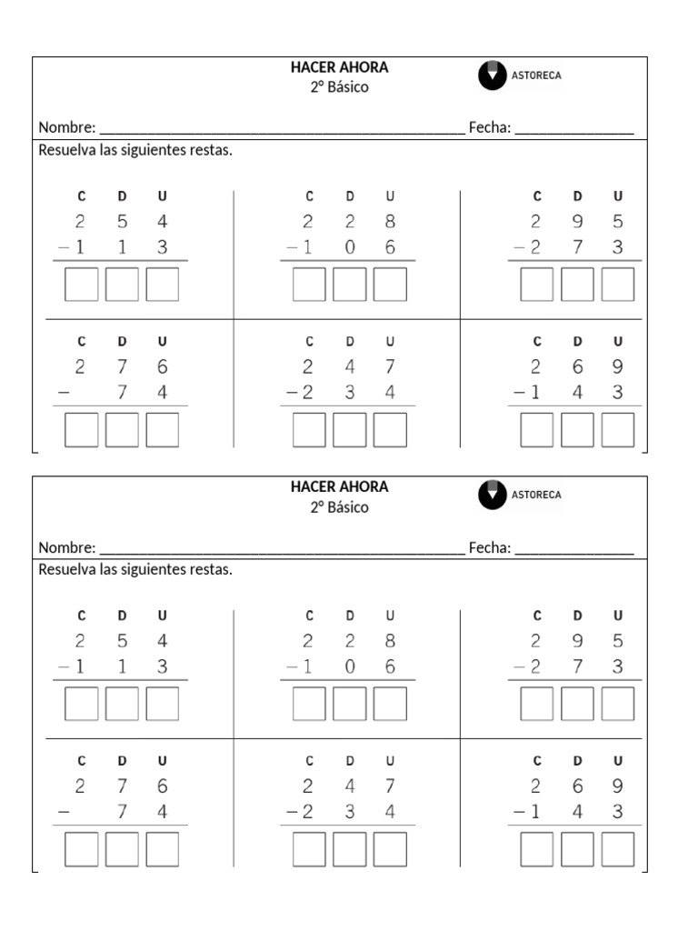 Operaciones de Sustracción y Adición | PDF