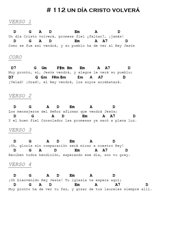 112 Un Día Cristo Volverá (Acordes) | PDF