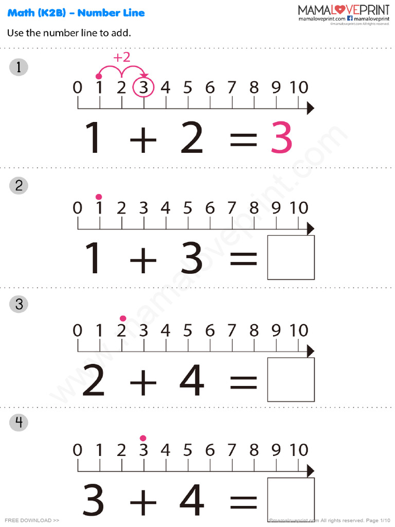 Mamaloveprint Math k2b Numberlinea 10 Add | PDF