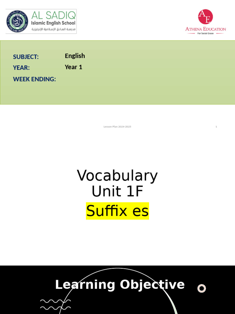 Vocabulary Lesson Adding Es | PDF