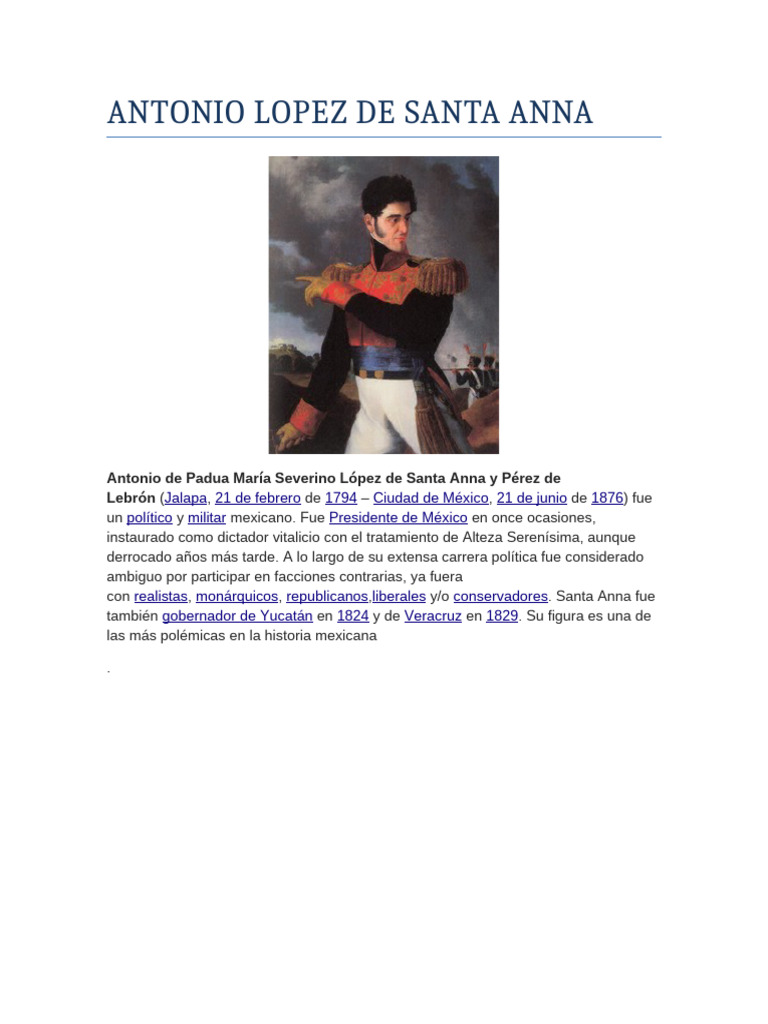 Antonio Lopez de Santa Anna | PDF