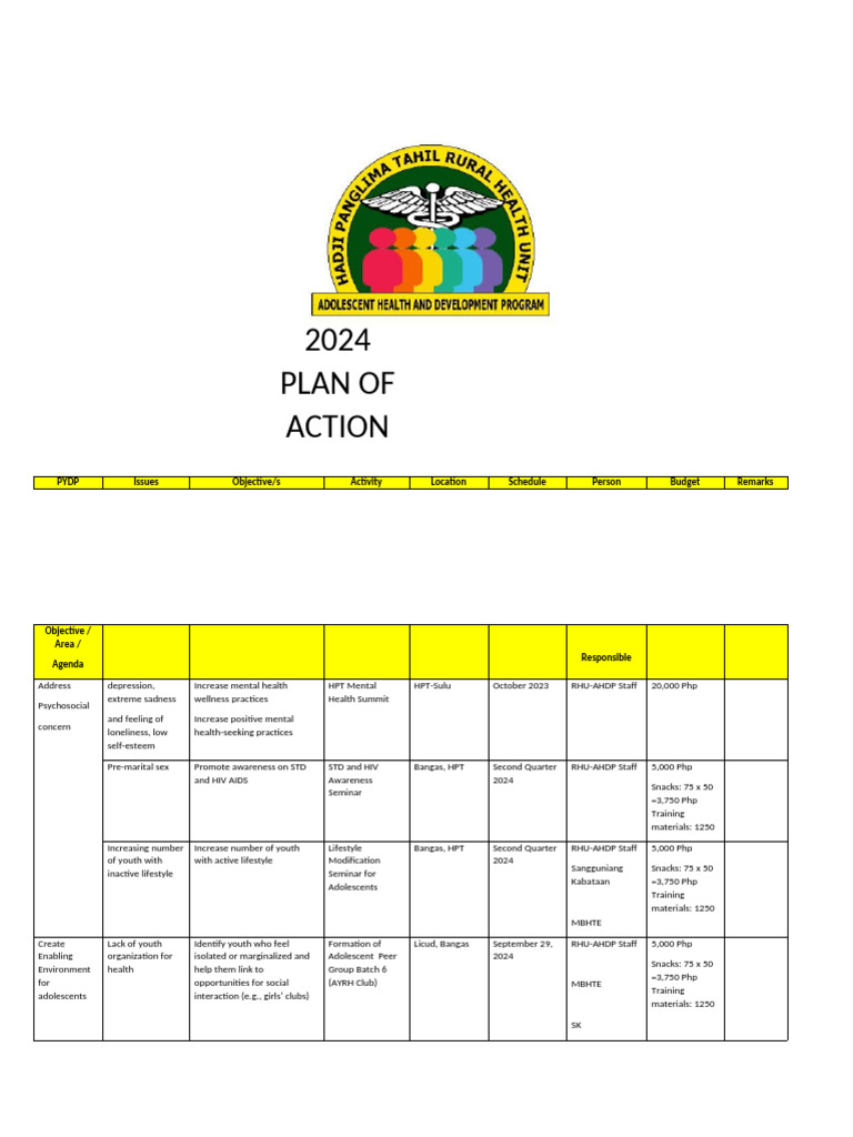 2024 action plan edited | PDF | Adolescence | Family Planning