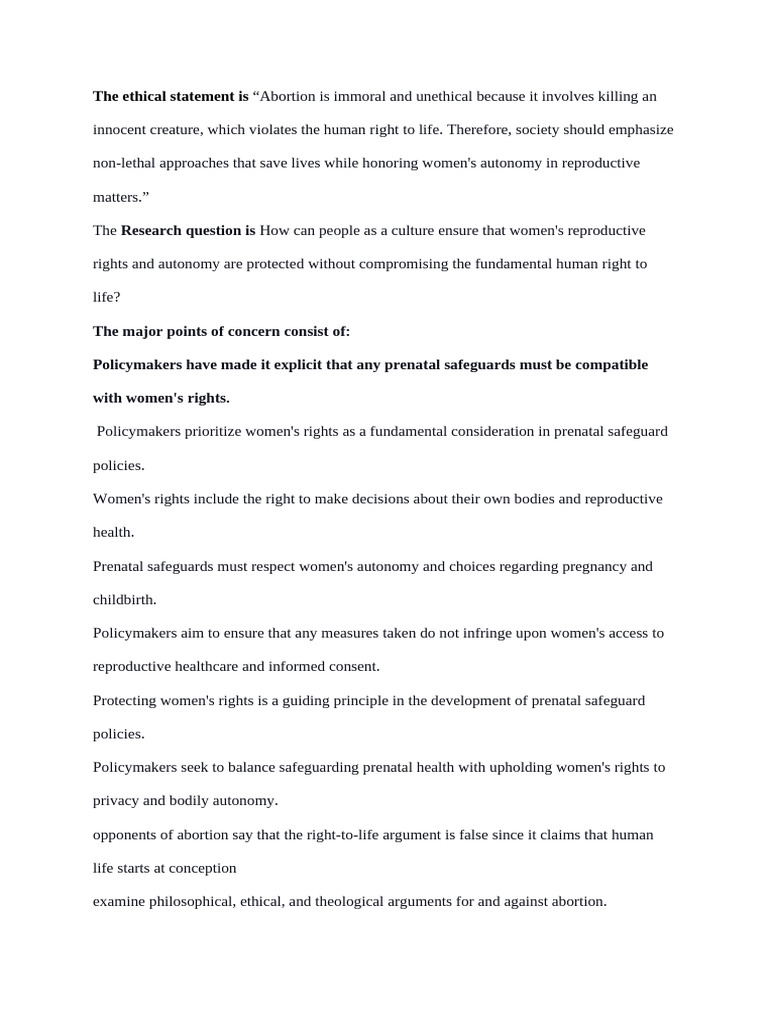 The Ethical Statement Is | PDF | Reproductive Rights | Rights