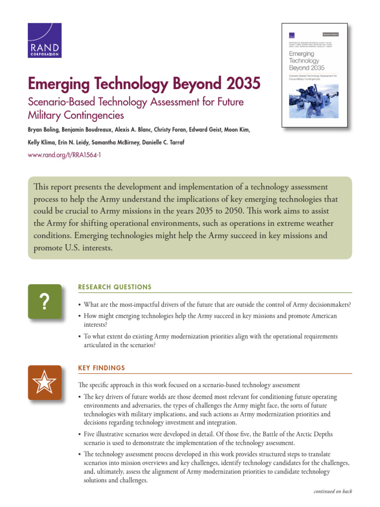 Future Military Tech Assessment 2035-2050 | PDF