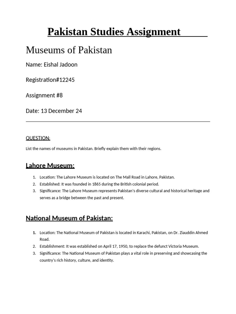 Pakistan Studies Assignment | PDF | Pakistan | Khyber Pakhtunkhwa