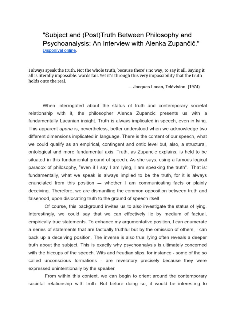 _Perunovic_Zupancic (2) | PDF | Truth | Jacques Lacan