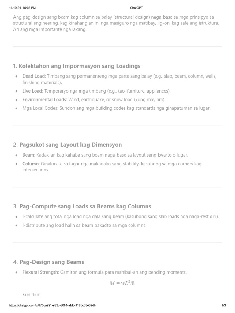 Paano Mag Design Beam Kag Column Sa Balay | PDF