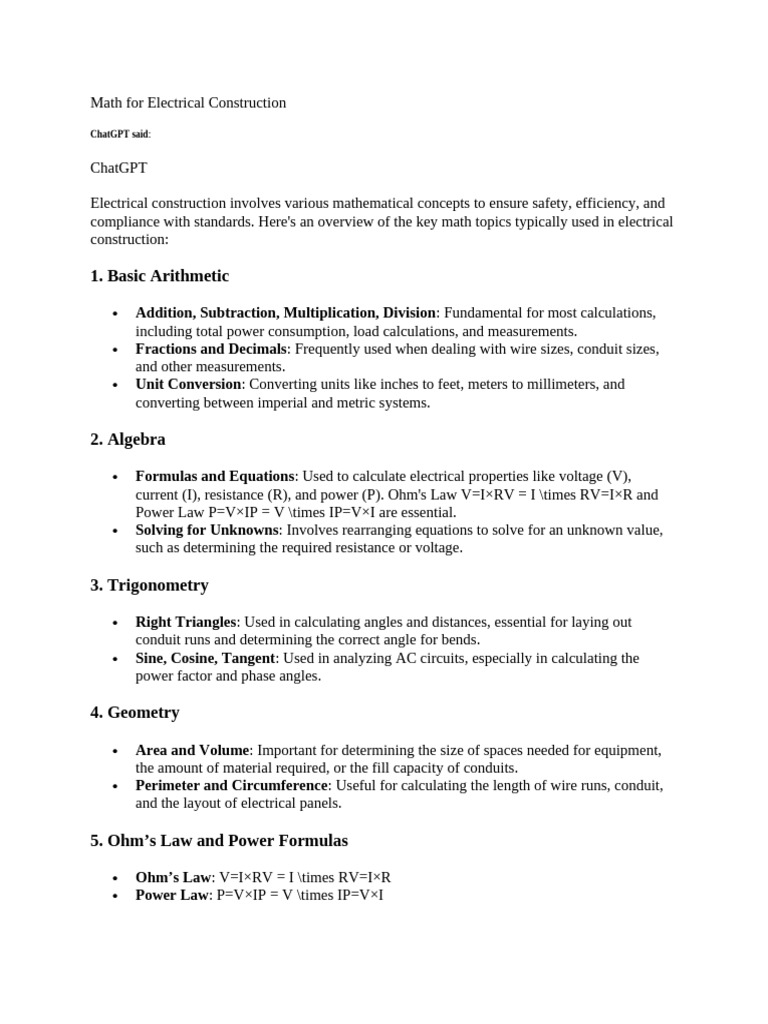 Math For Electrical Construction | PDF | Electrical Network | Capacitor
