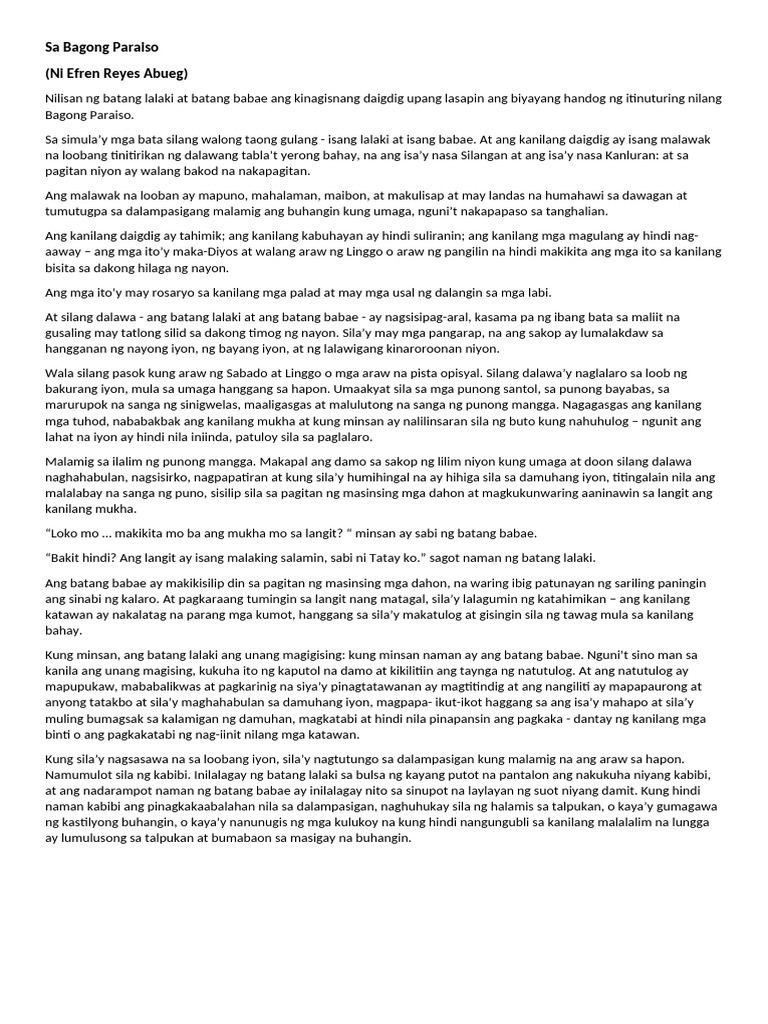 Sa Bagong Paraiso | PDF