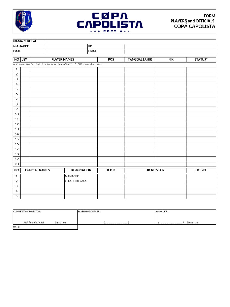 Form Copa Capolista 2025 | PDF