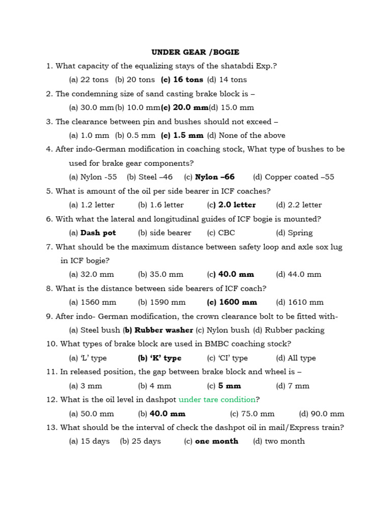 ICF Bogie Specifications and Dimensions | PDF