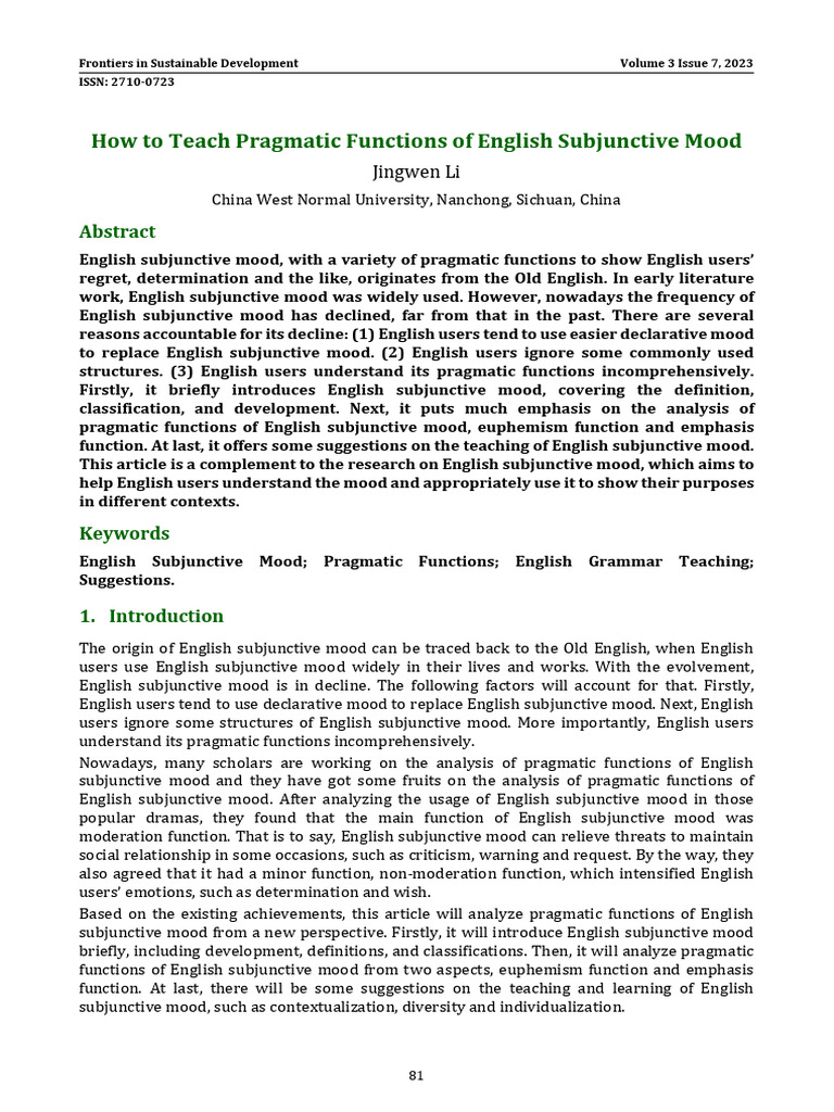 How_to_Teach_Pragmatic_Functions_of_English_Subjun | PDF | Verb ...