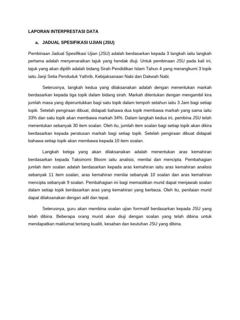 Jadual Spesifikasi Ujian (JSU) | PDF