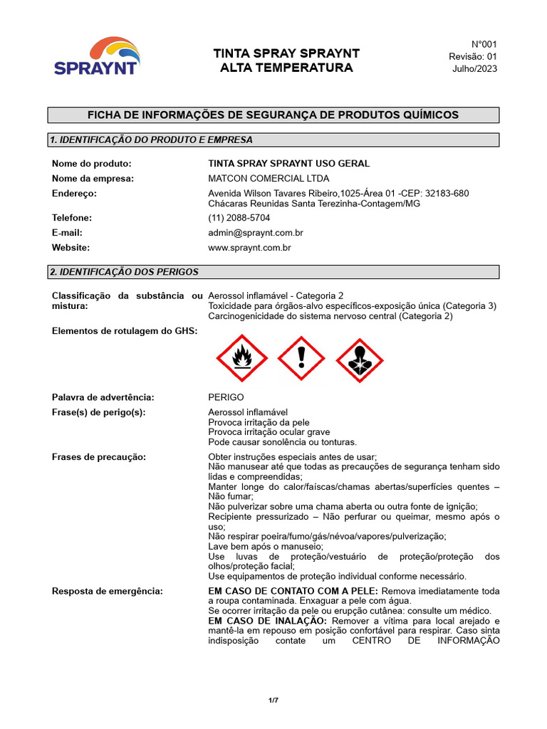 Fispq Spraynt Alta Temperatura | PDF | Incêndios | Vapor