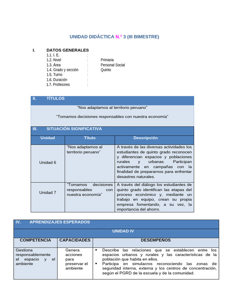 Unidad Didactica N3 PS 5 | PDF | Ahorro | Riesgo