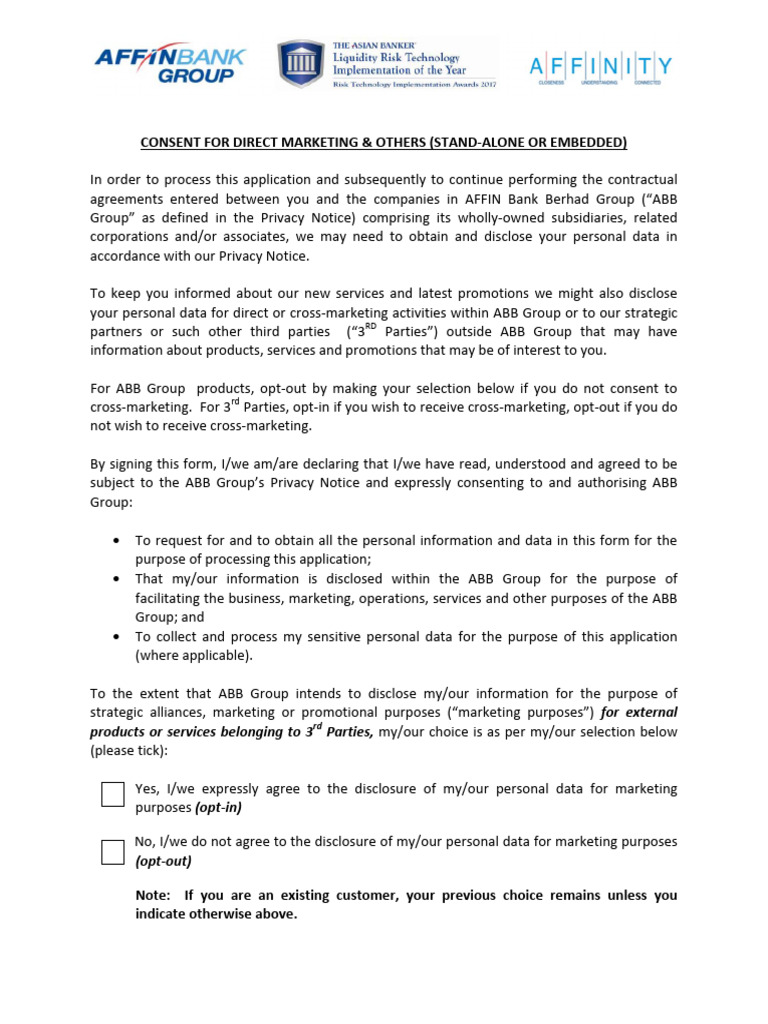 Pdpa Consent for Direct Marketing | PDF | Privacy | Justice