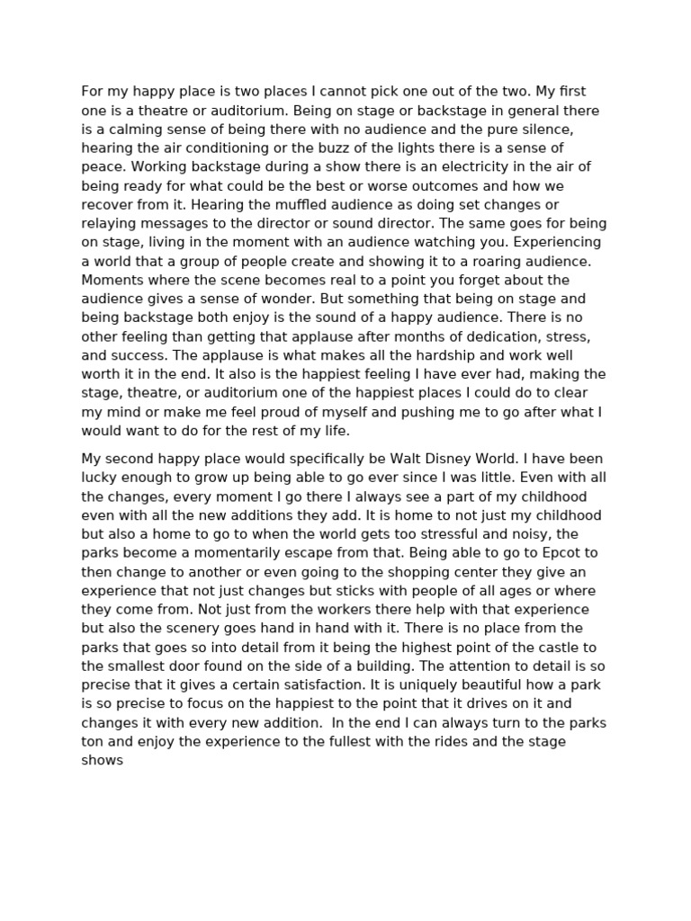 My Happy Places: Theatre & Disney World | PDF