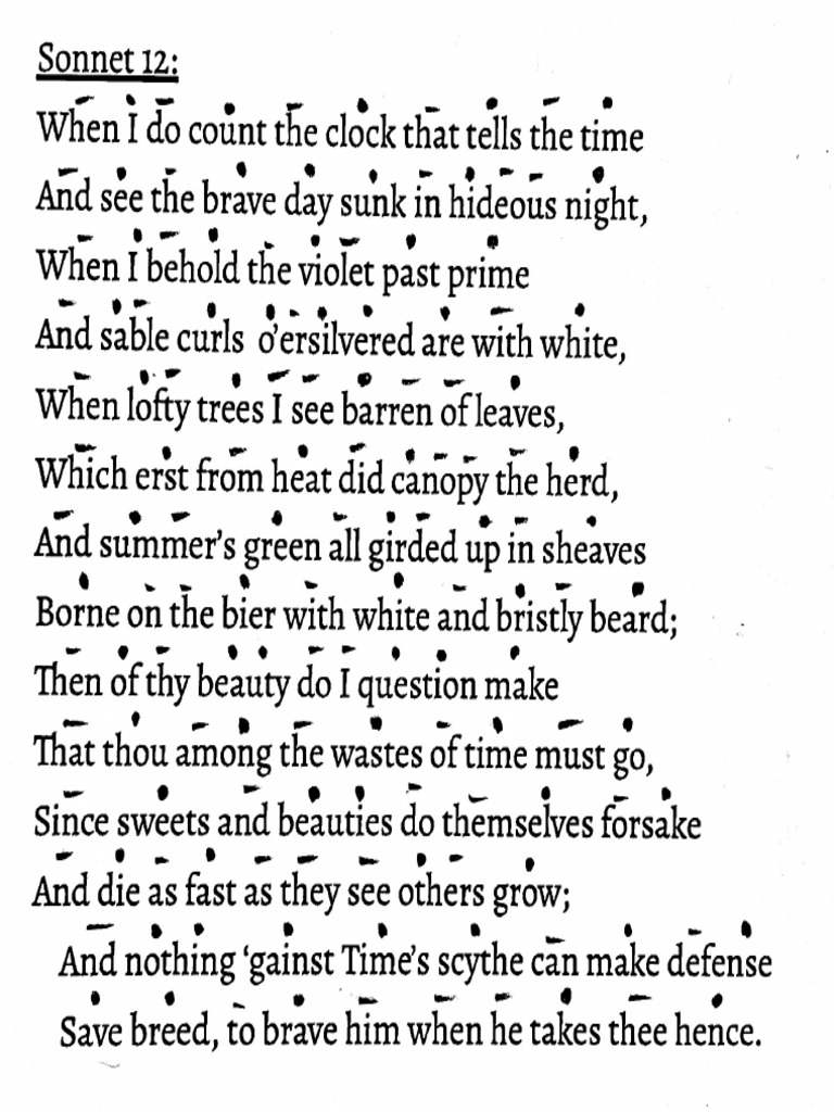 Sonnet 12 Analysis | PDF