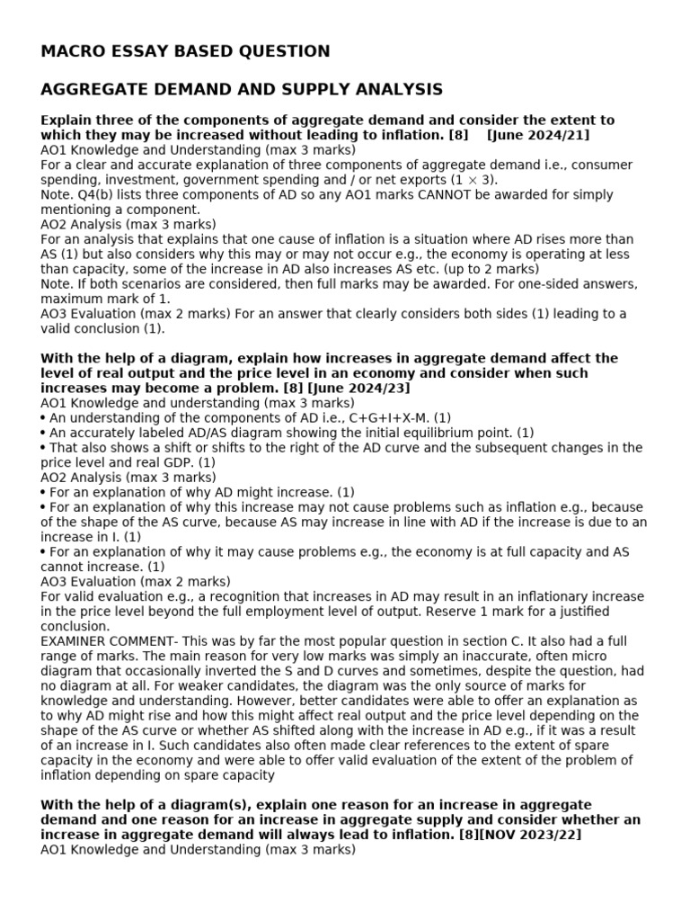 Macro Essay Based Question | PDF | Inflation | Aggregate Demand