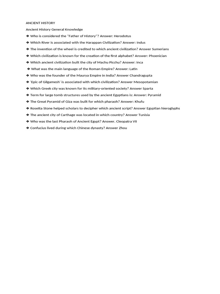 Key Facts About Ancient Civilizations | PDF