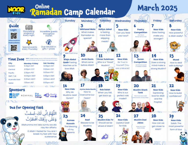 2025 Noor Kids Ramadan Camp Calendar | PDF | Semitic Words And Phrases