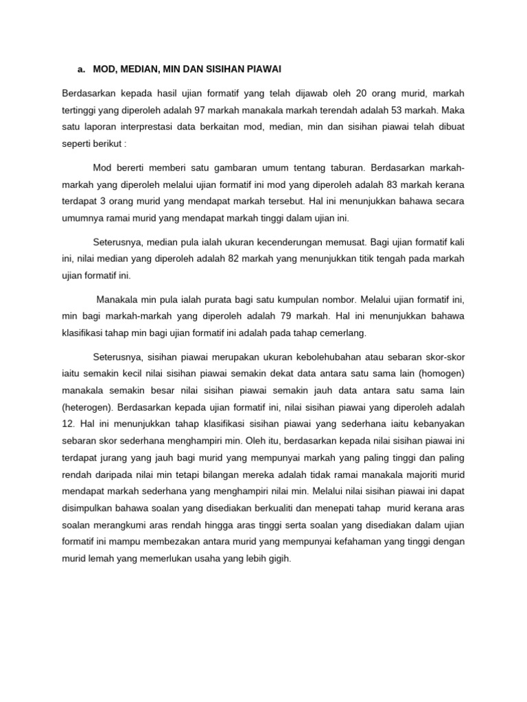 Mod, Median, Min Dan Sisihan Piawai | PDF