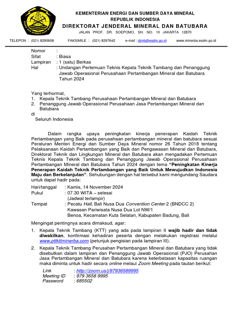 Undangan Pertemuan KTT PJO | PDF