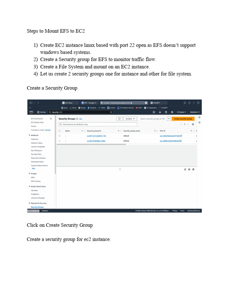 Mount EFS to EC2: Step-by-Step Guide | PDF