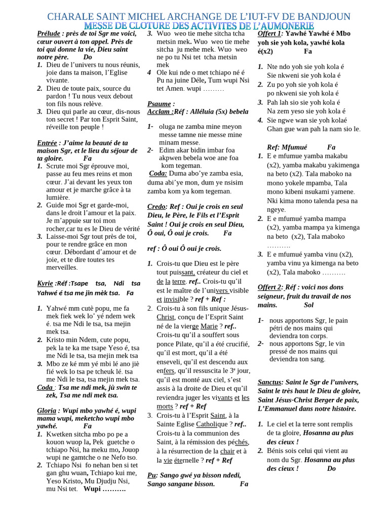 Chant de Messe et Prière d'Entrée | PDF | Théologie | Doctrines et ...