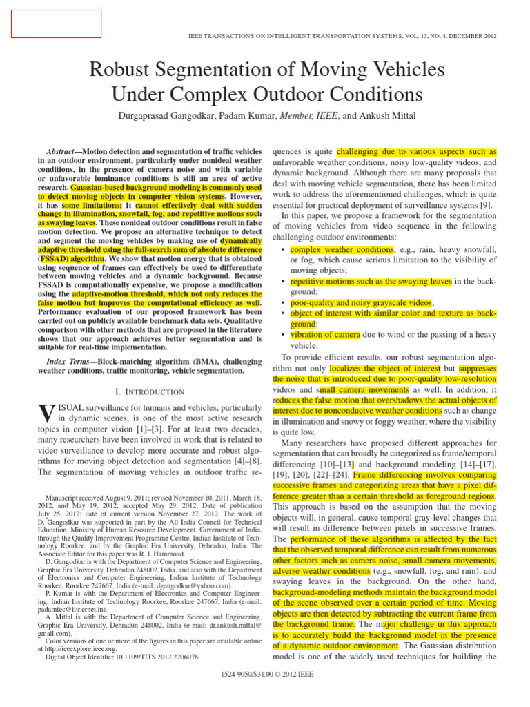 Gangodkar, Kumar, Mittal - 2012 - Robust Segmentation of Moving Vehicles Under Complex Outdoor ...