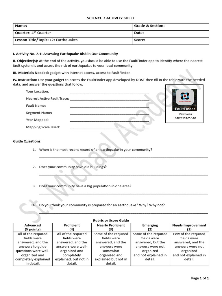 Assessing Earthquake Risk Activity | PDF | Earthquakes