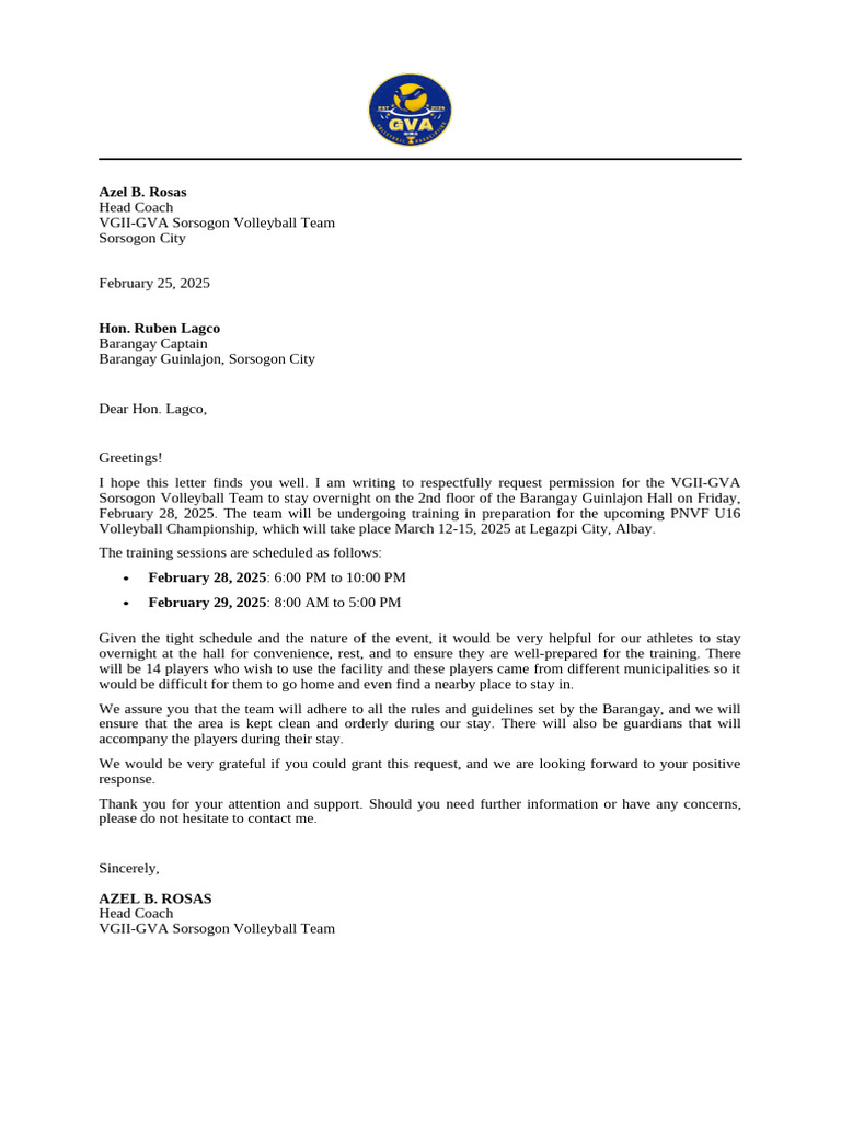 GVA letter to brgy.capt of Guinlajon | PDF