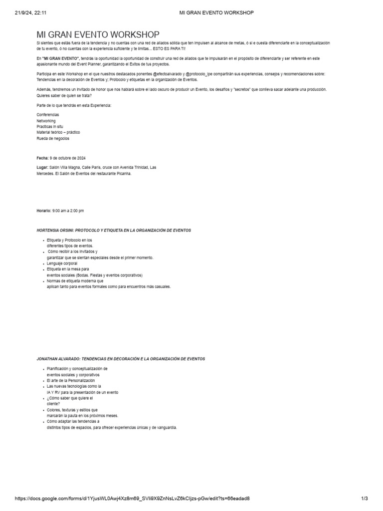 Modelo de Formulario de Registro A Un Evento | PDF