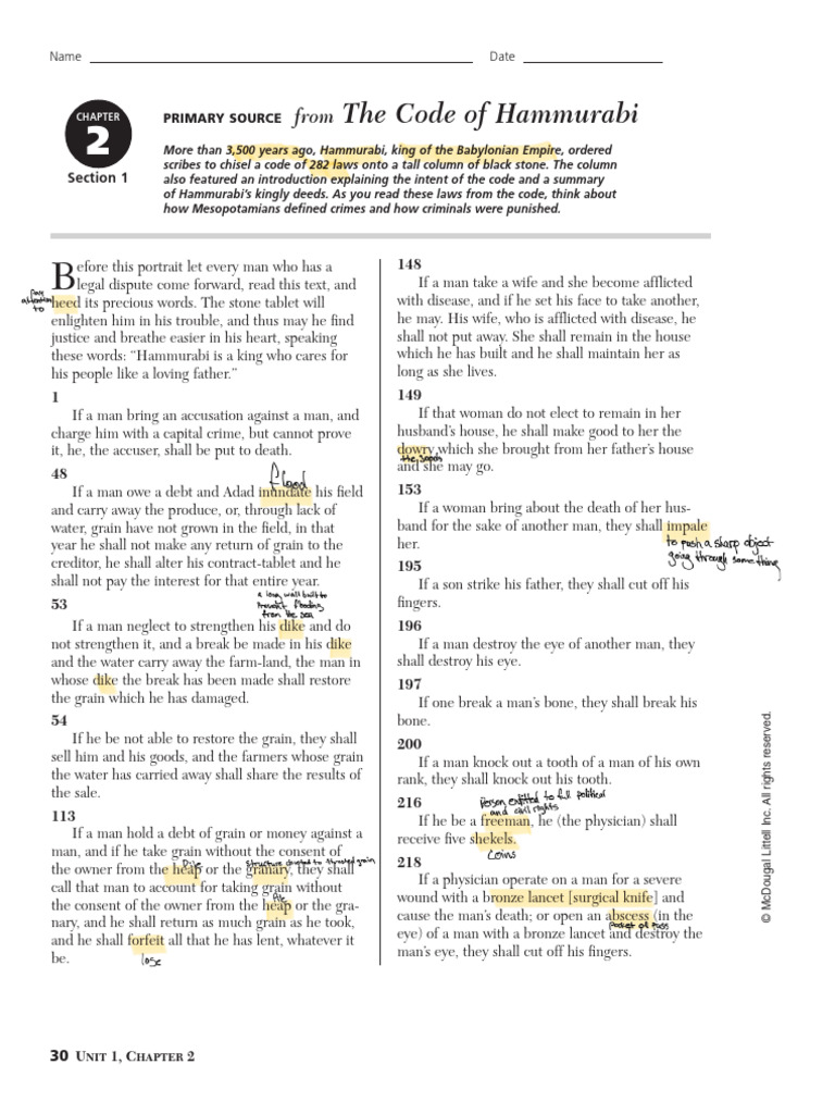 2.1_from_The_Code_of_Hammurabi | PDF | Hammurabi