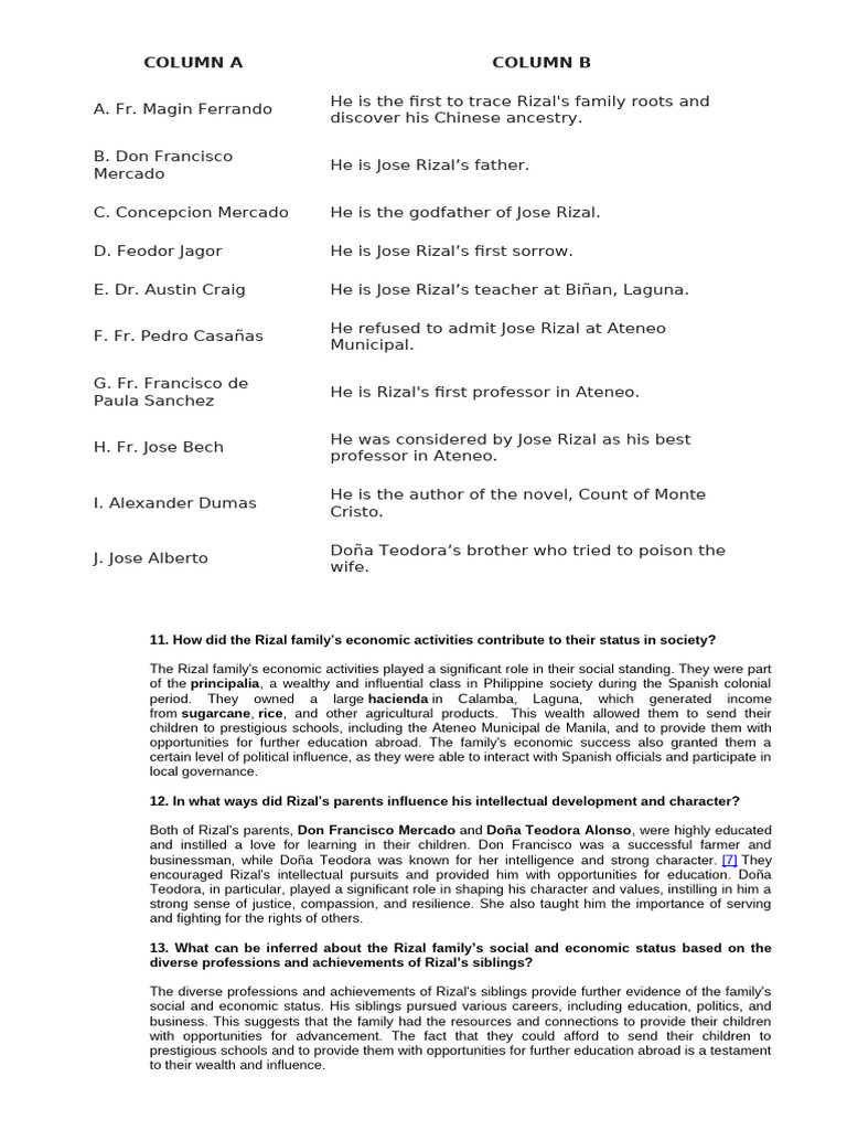 Life and Works of Rizal Prelim Pointers | PDF | Philippines