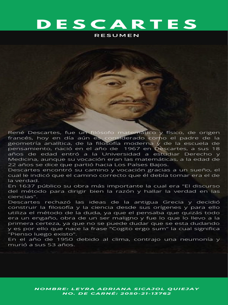 Biografía resumida de René Descartes | PDF