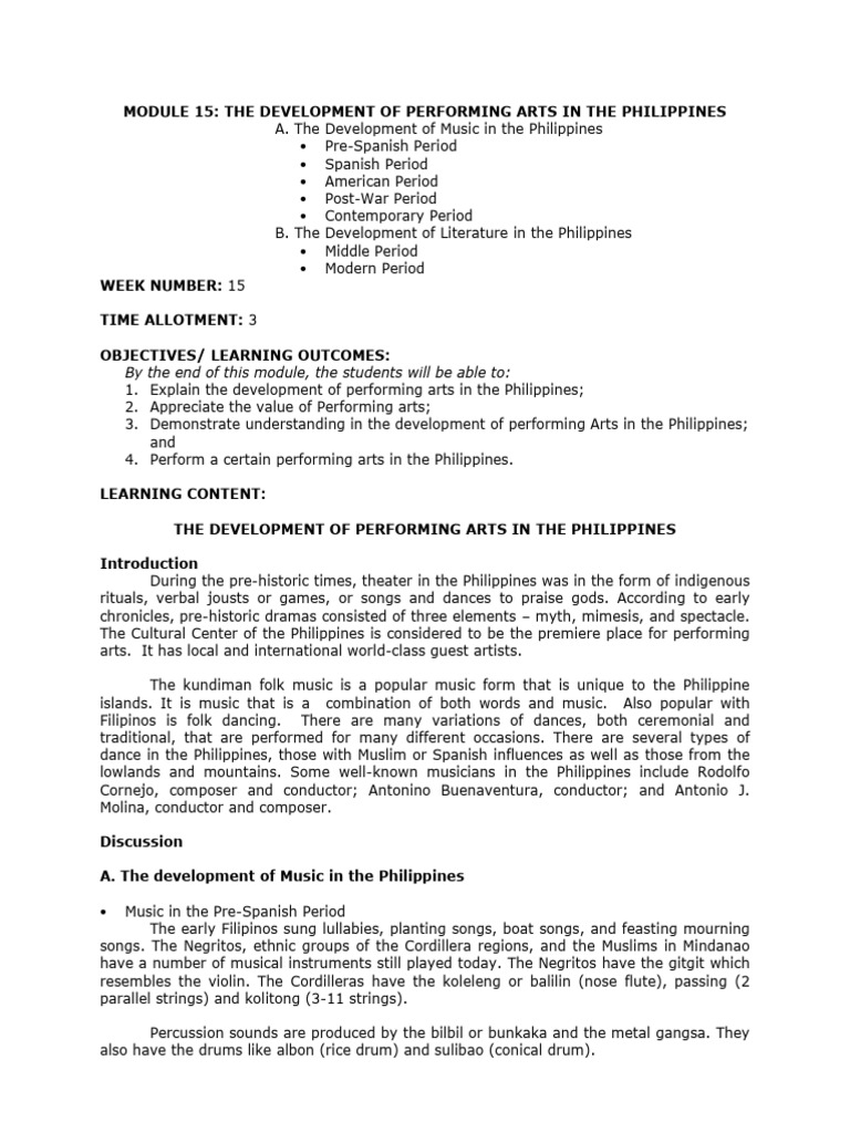 Evolution of Philippine Performing Arts | PDF | Philippines | Musical ...
