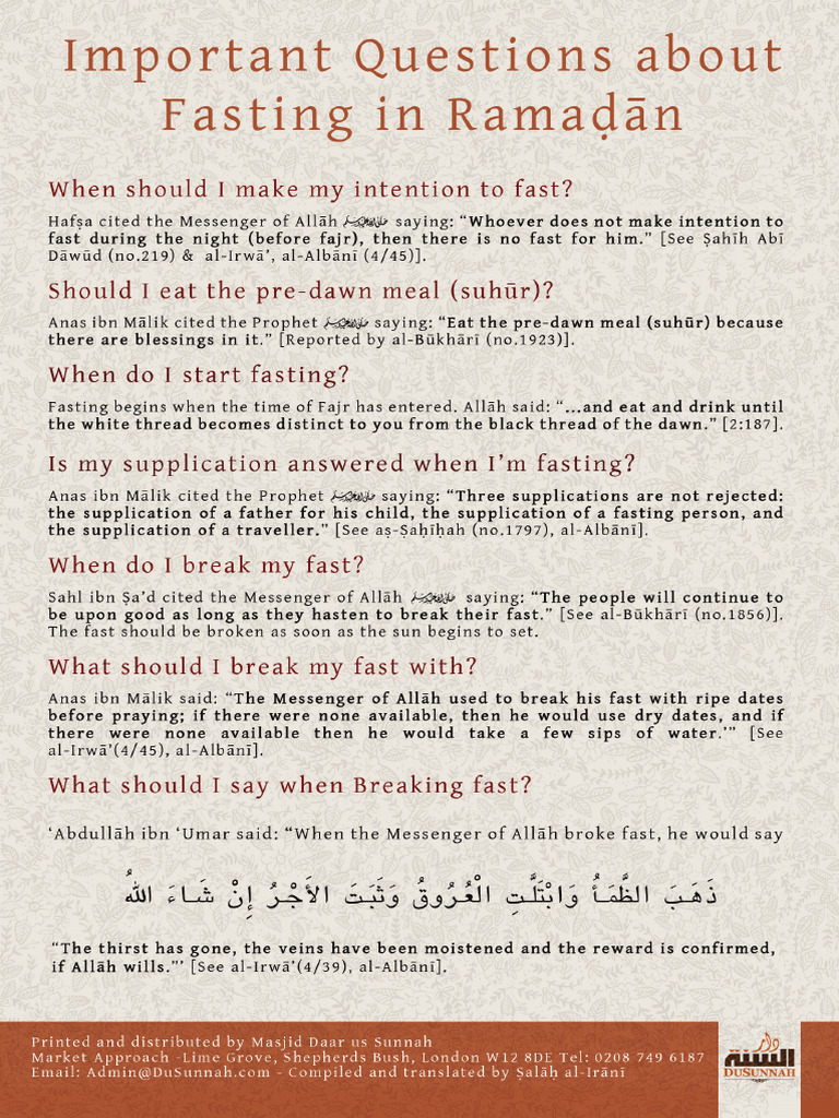 Important Questions About Fasting & What Breaks The Fast Chart PDF | PDF