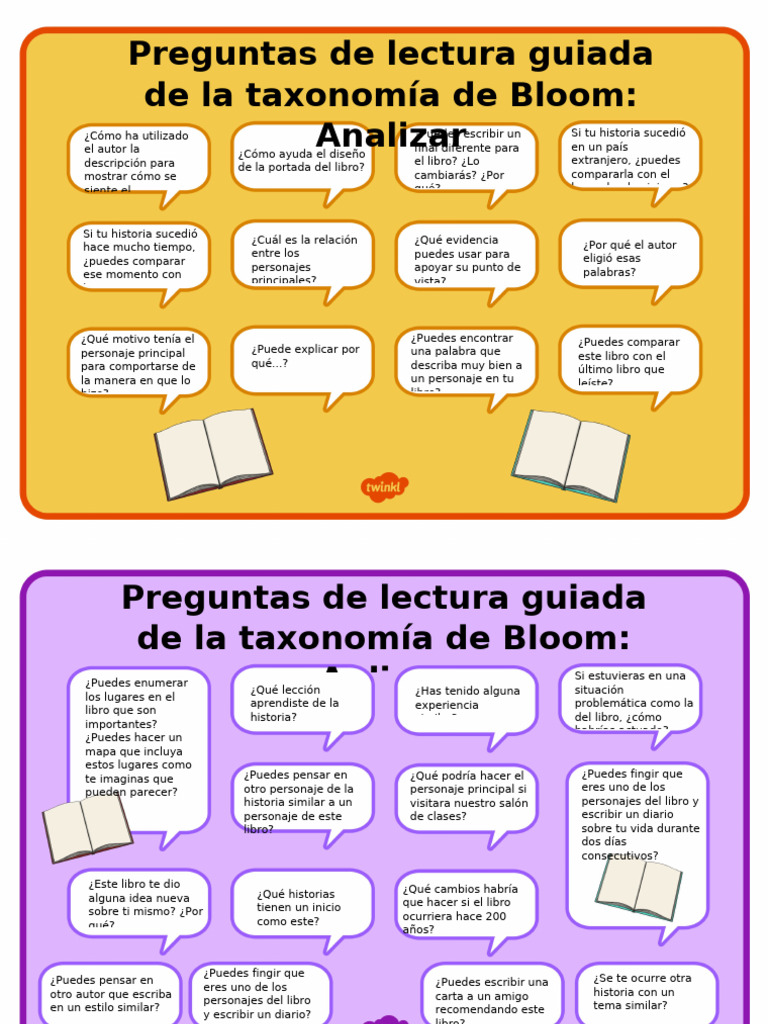Preguntas Comprensión Lectora Según Taxonomía Bloom | PDF