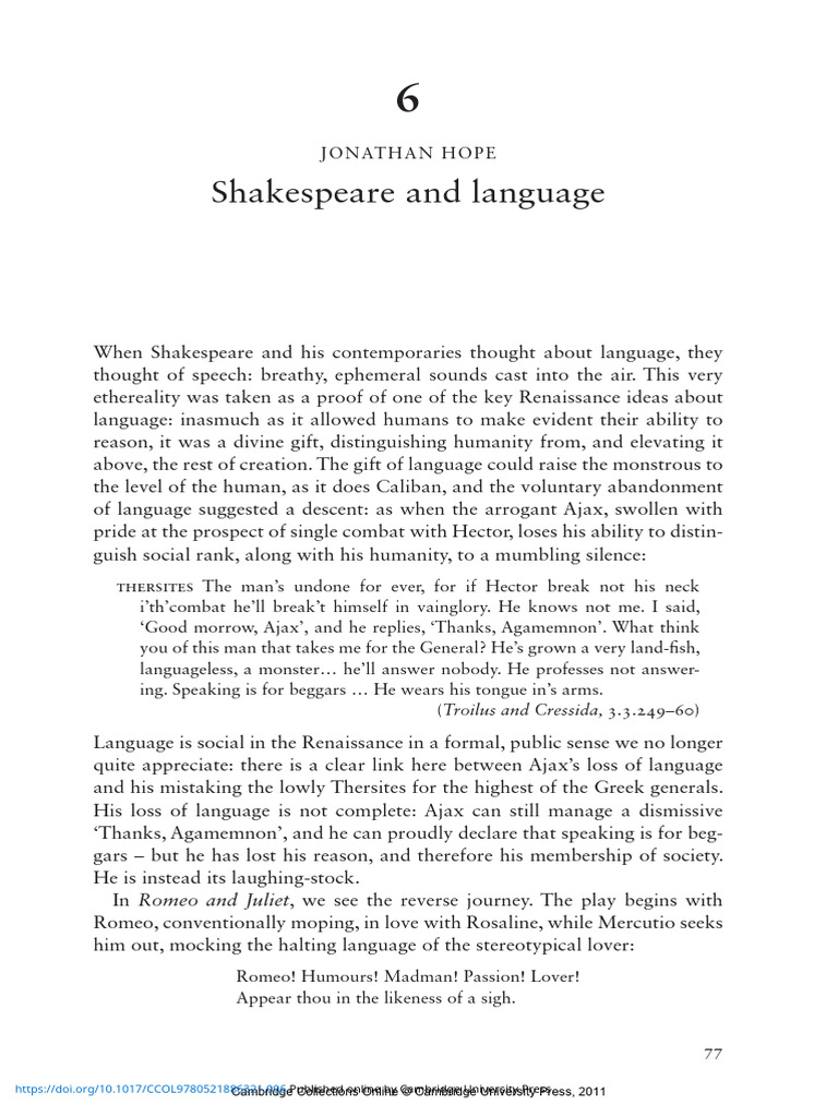 07.0 PP 77 90 Shakespeare and Language | PDF | Metre (Poetry) | Stress ...