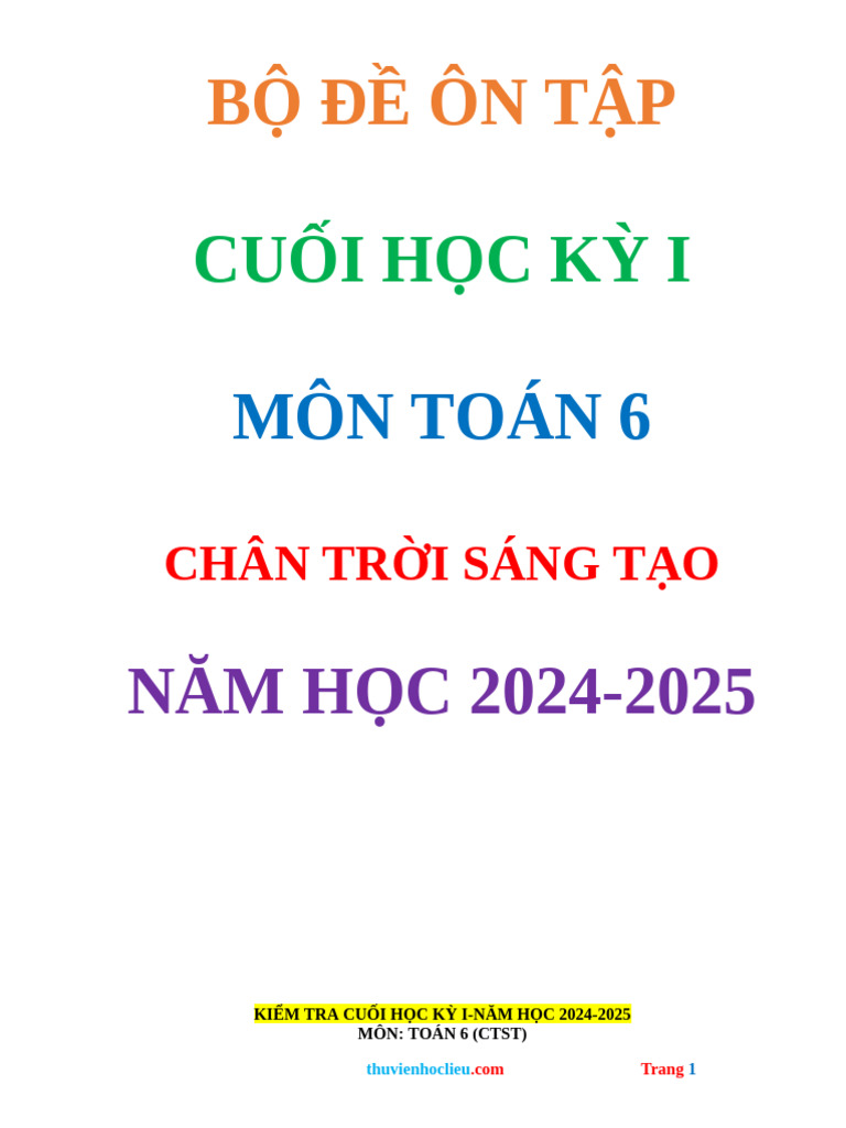 Thuvienhoclieu.com Bo 40 de on Tap Cuoi HK1 CTST | PDF