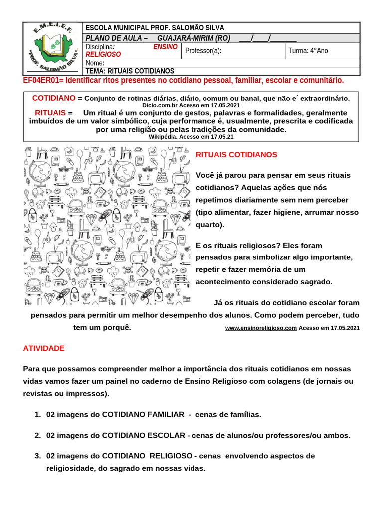 Rituais Cotidianos no Ensino Religioso | PDF | Rituais
