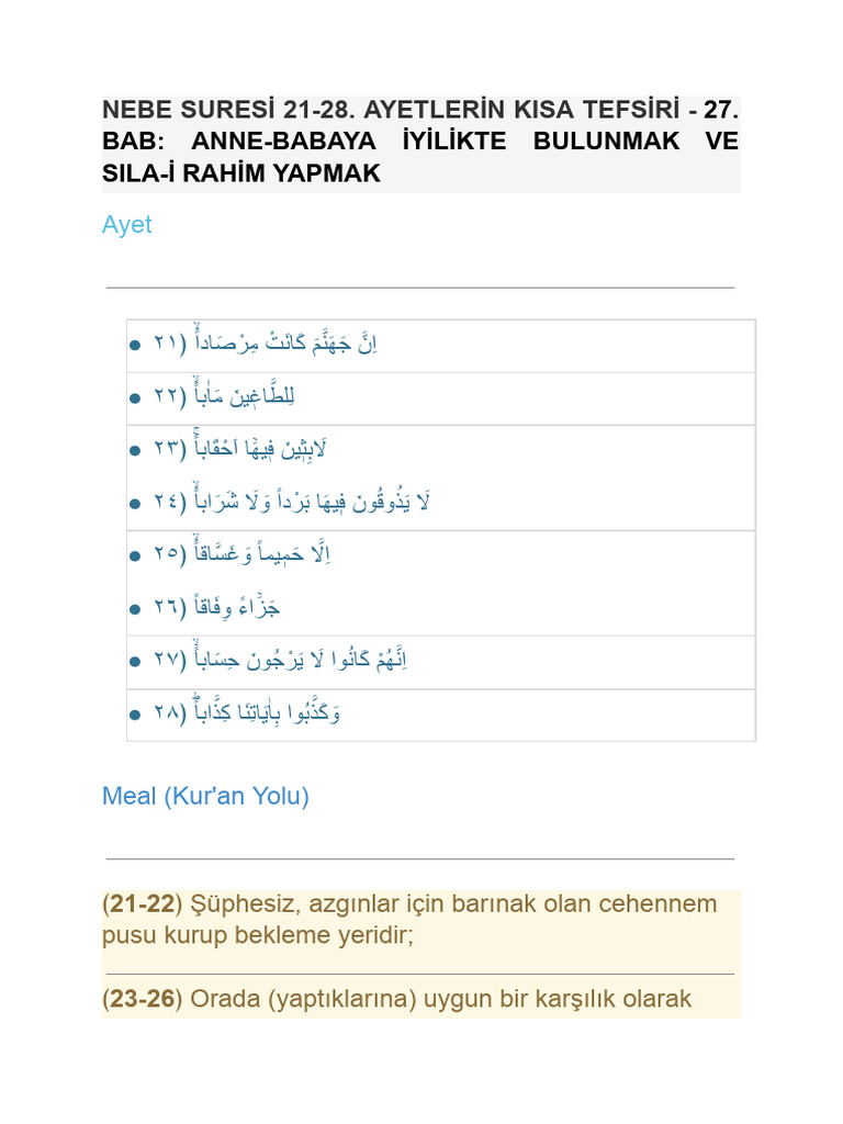 27 Recep 1446 Nebe Suresi̇ 21-28 Ayetleri̇n Kisa Te - 250127 - 004941 | PDF