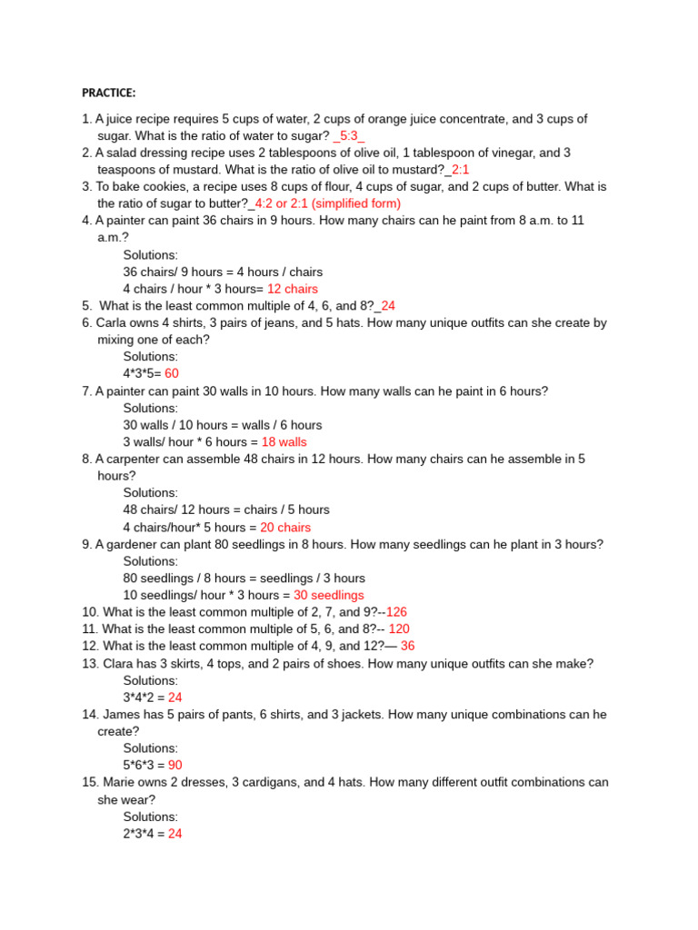Math Problem Solutions and Ratios | PDF | Area | Elementary Mathematics