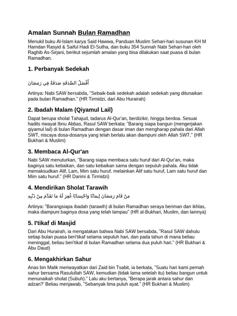 Amalan Sunnah Ramadhan Terbaik | PDF