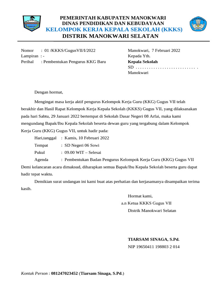 Surat Undangan KKG | PDF