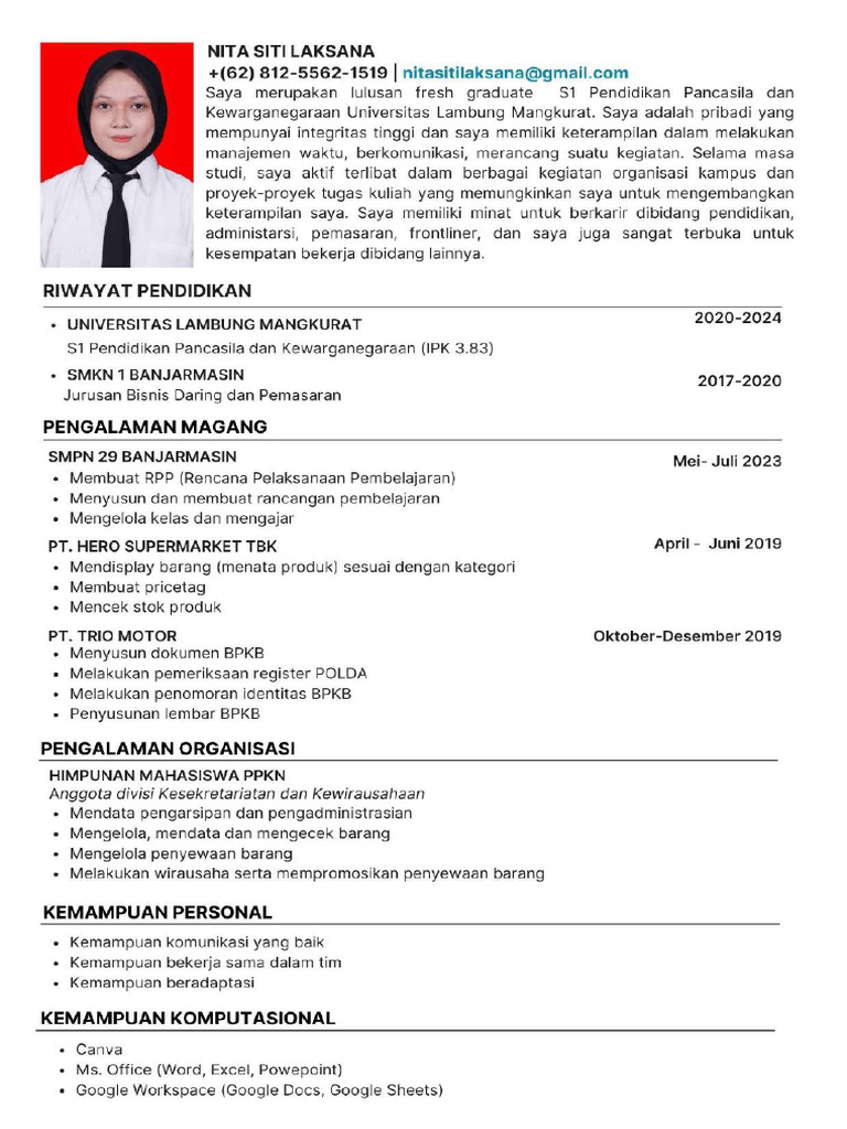 CV - Nita Siti Laksana | PDF
